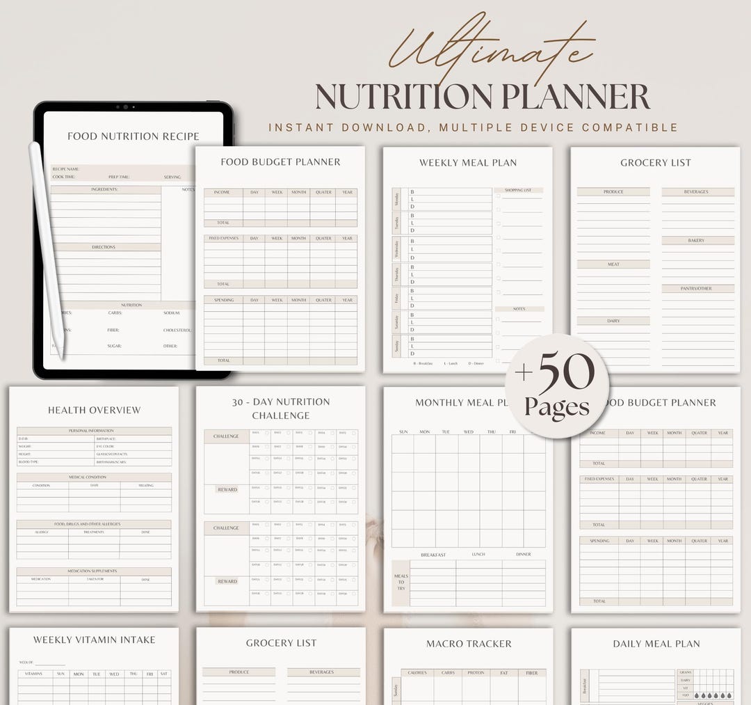 Digital Nutritional Planner | Meal & Diet Tracker | Macro and Calorie ...