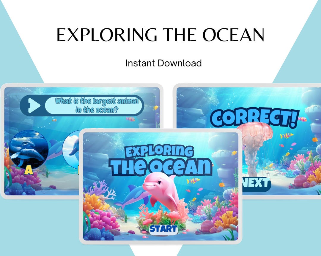 Exploring the Ocean Game for Kids, Printable & Digital Ocean Trivia ...