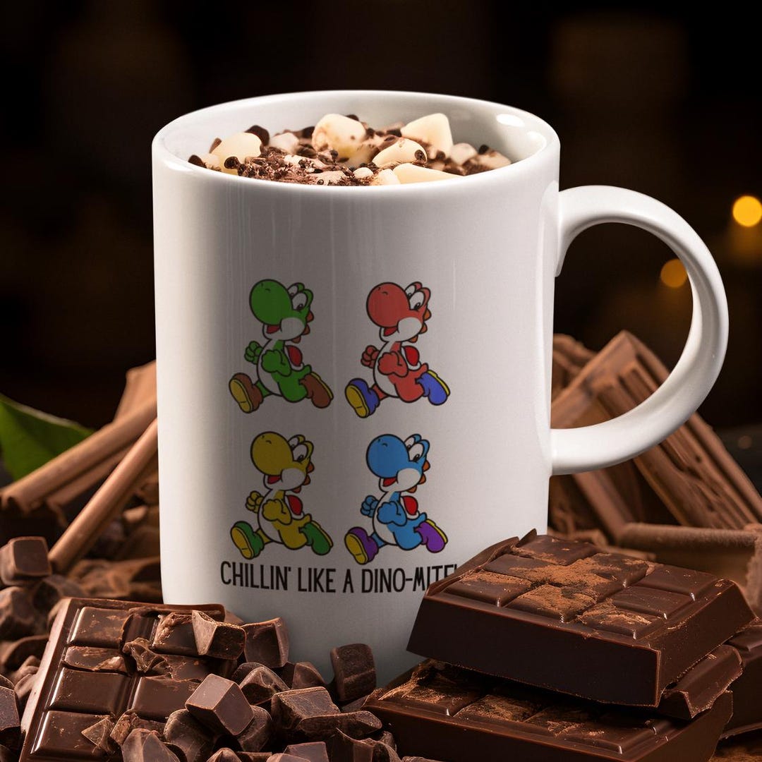 Yoshi Chillin' Like A Dino-mite Mug,yoshi Gift Mug, Funny, Yoshy Lovers ...