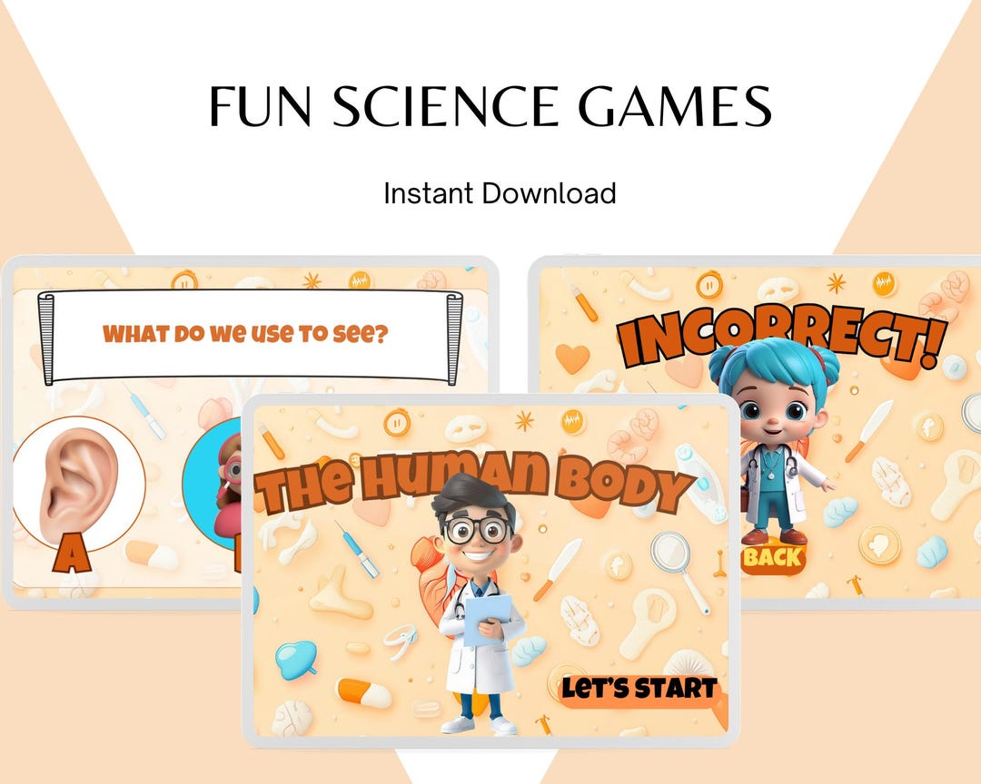 The Human Body Game for Kids, Printable & Digital Anatomy Quiz, Fun ...