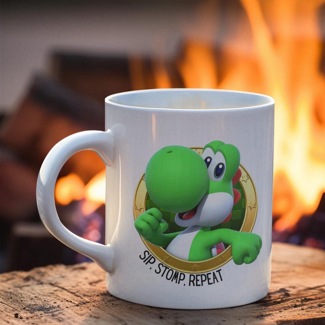 Yoshi Sip Stomp Repeat Mug, Yoshi Gift Mug, Funny Gift Mug, Yoshy Mario ...