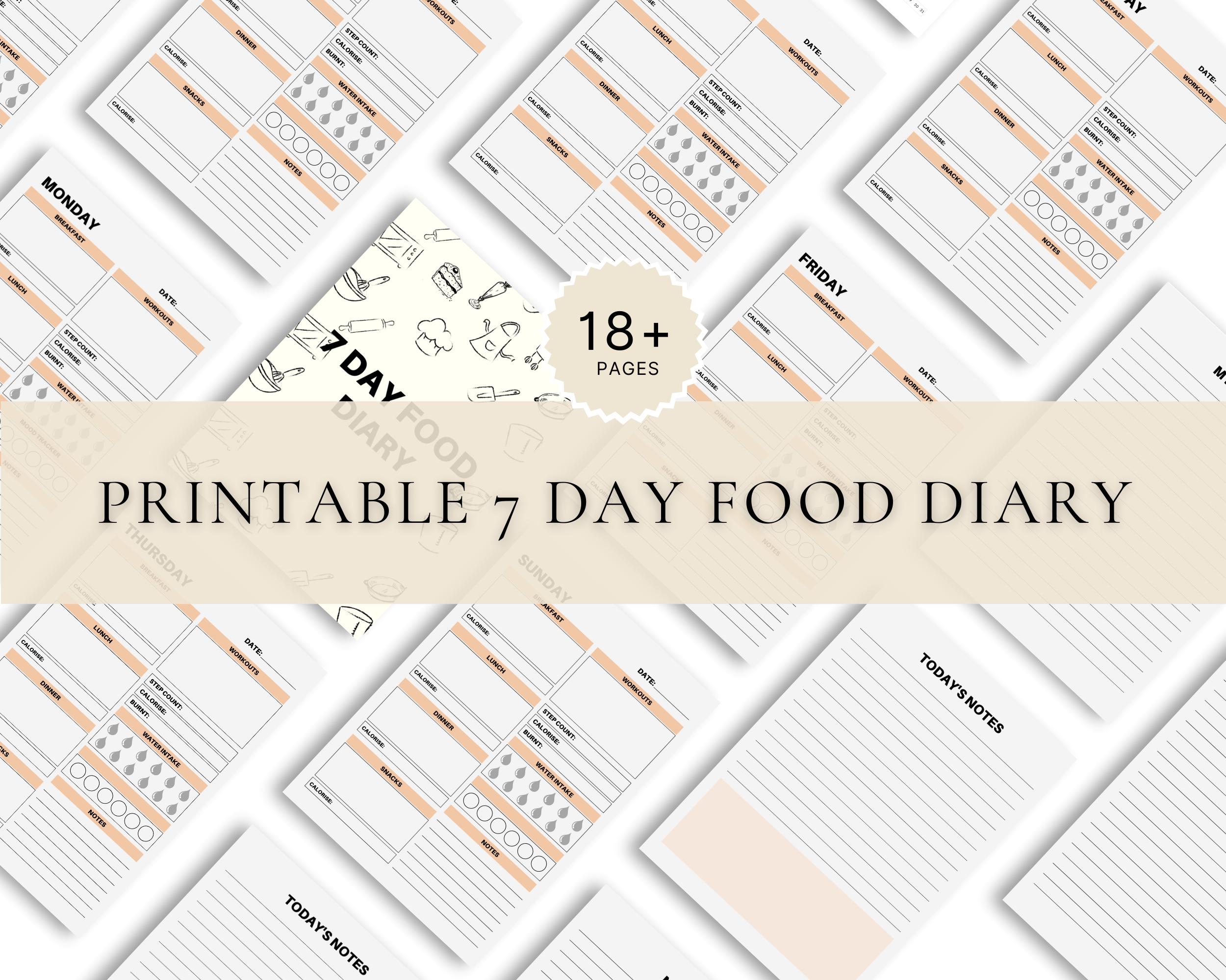 7-day Food Diary: Printable Weekly Meal & Nutrition Tracker (digital ...