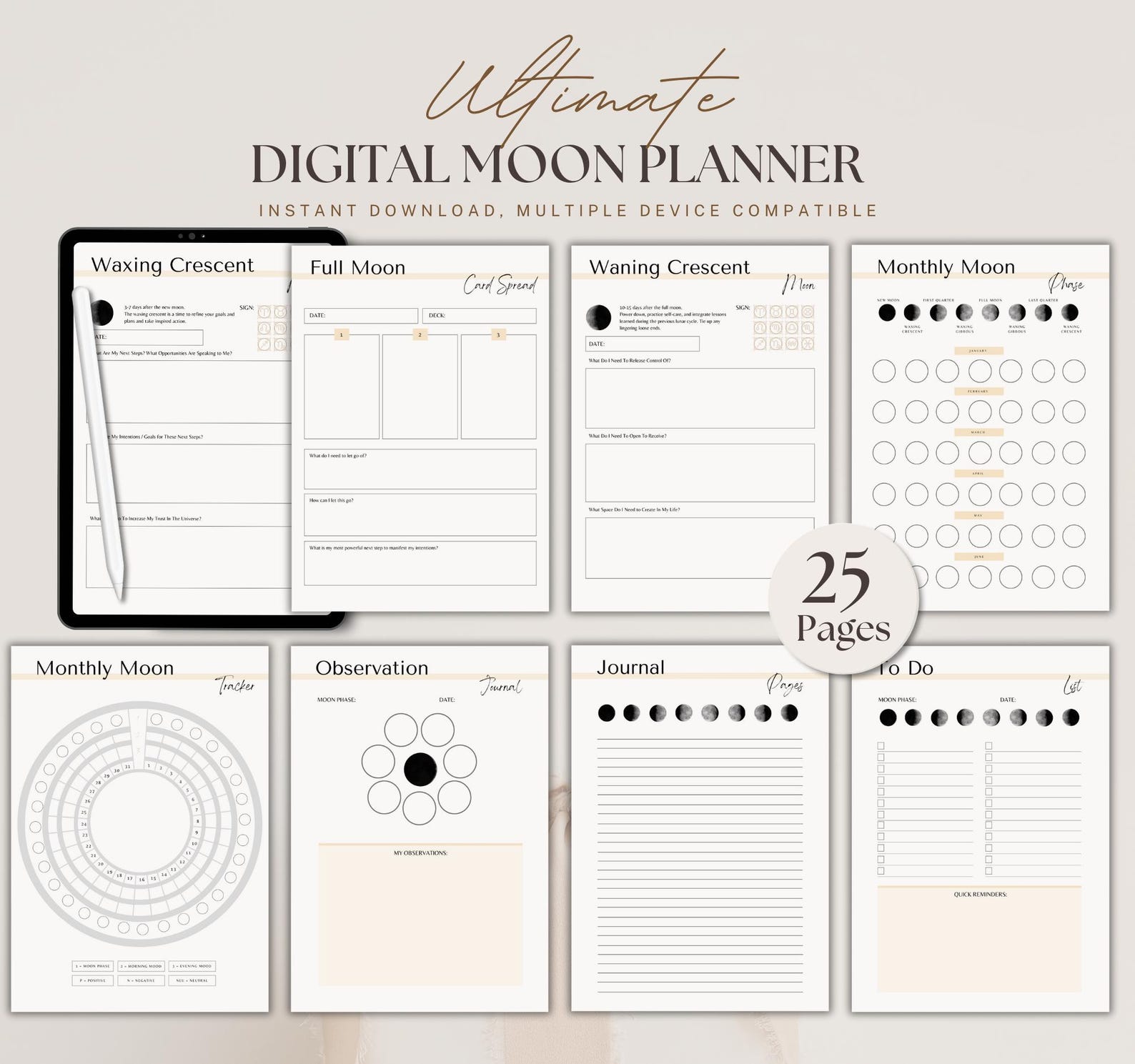 Digital Moon Planner | Track Lunar Cycles, Set Intentions and Align ...