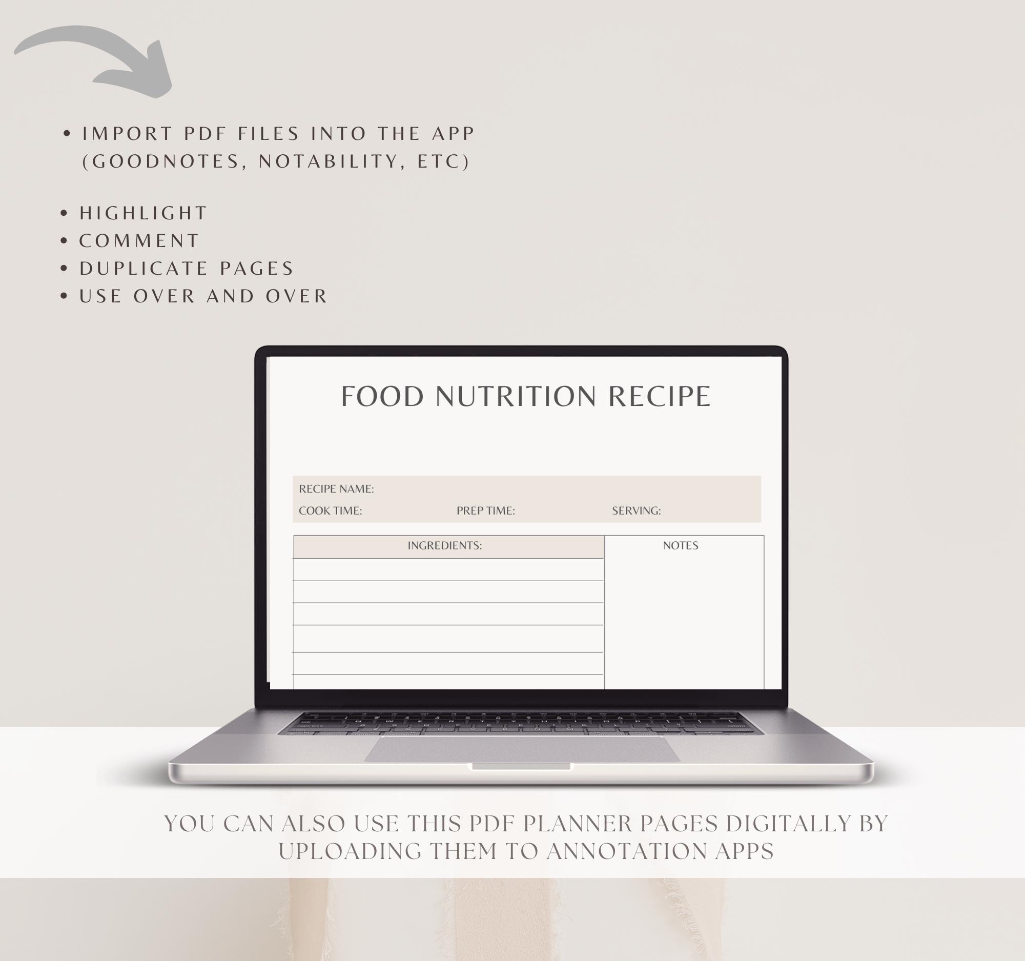 Digital Nutritional Planner | Meal & Diet Tracker | Macro and Calorie ...