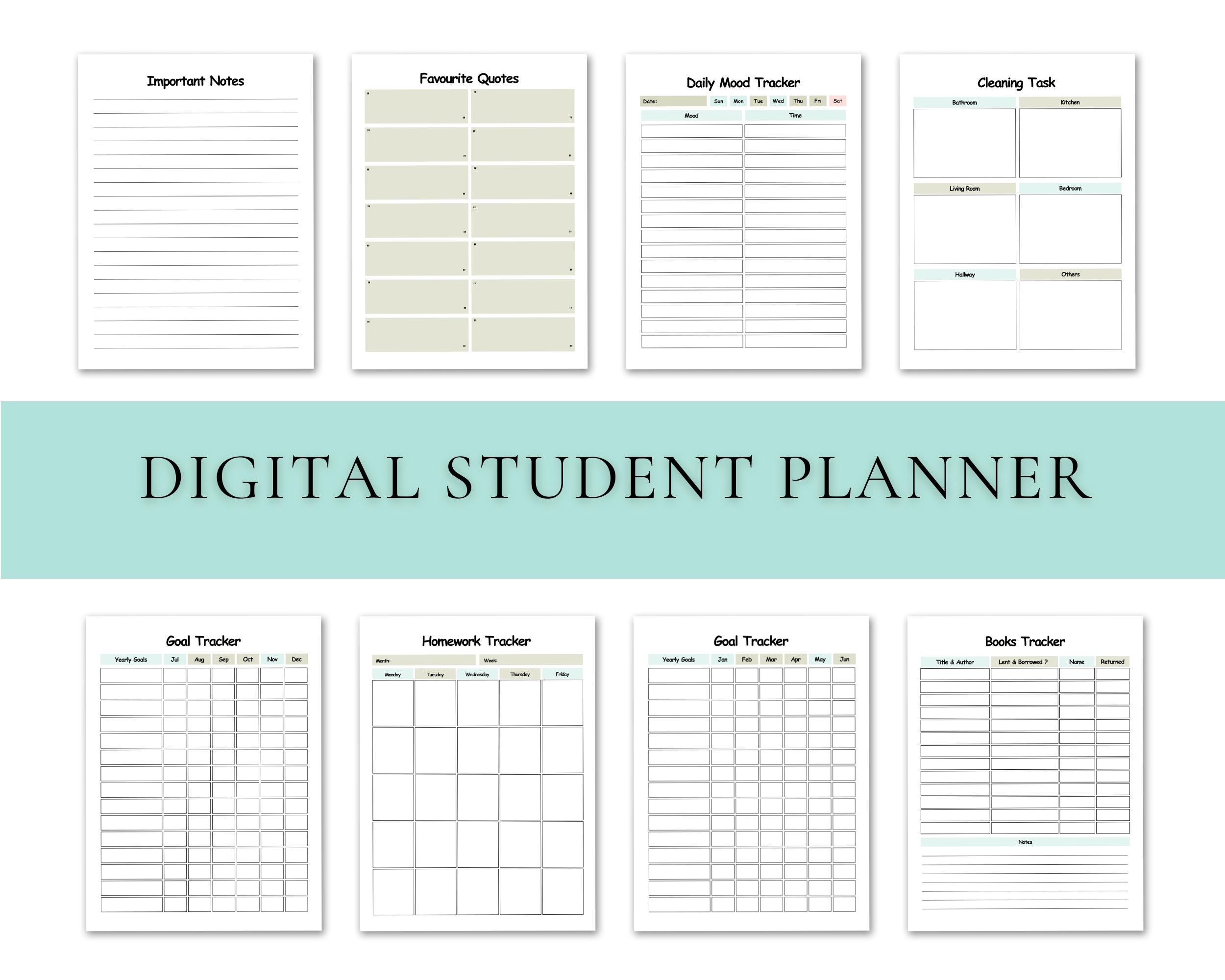 ADHD School Planner, Printable Student Organizer, Homework & Assignment ...