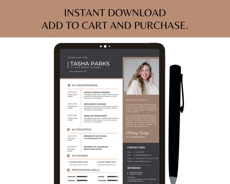Graphic Designer Resume Template: Modern Canva CV (digital Download PDF ...