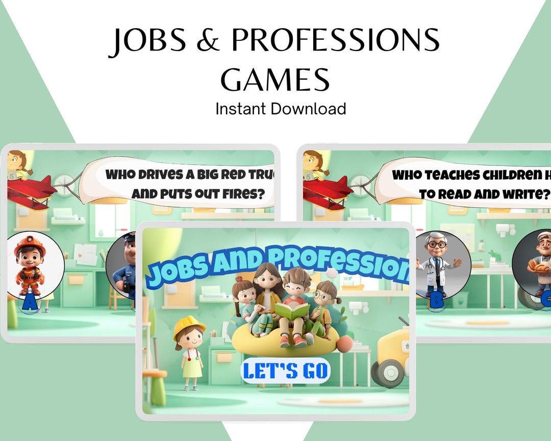 Jobs and Professions Game for Kids, Printable & Digital Career Quiz ...