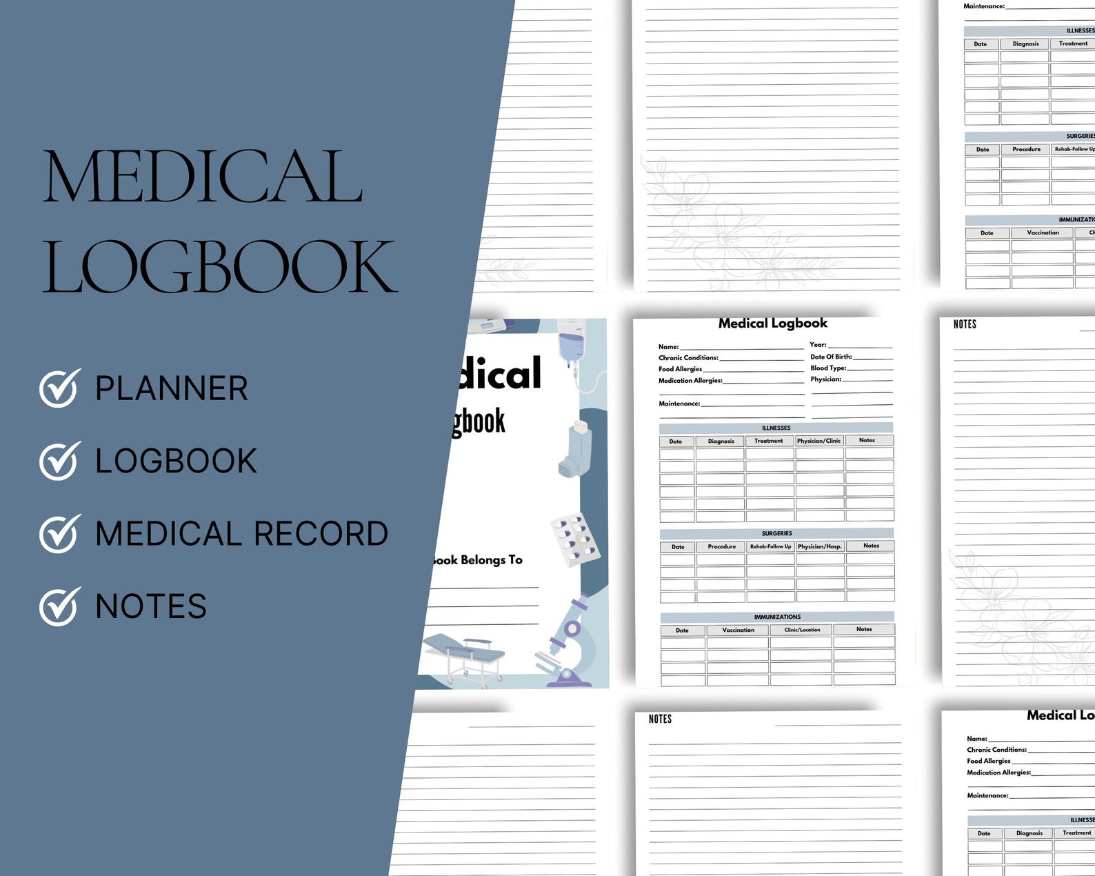 Printable Medical Logbook: Personal Health Tracker (PDF) - Etsy