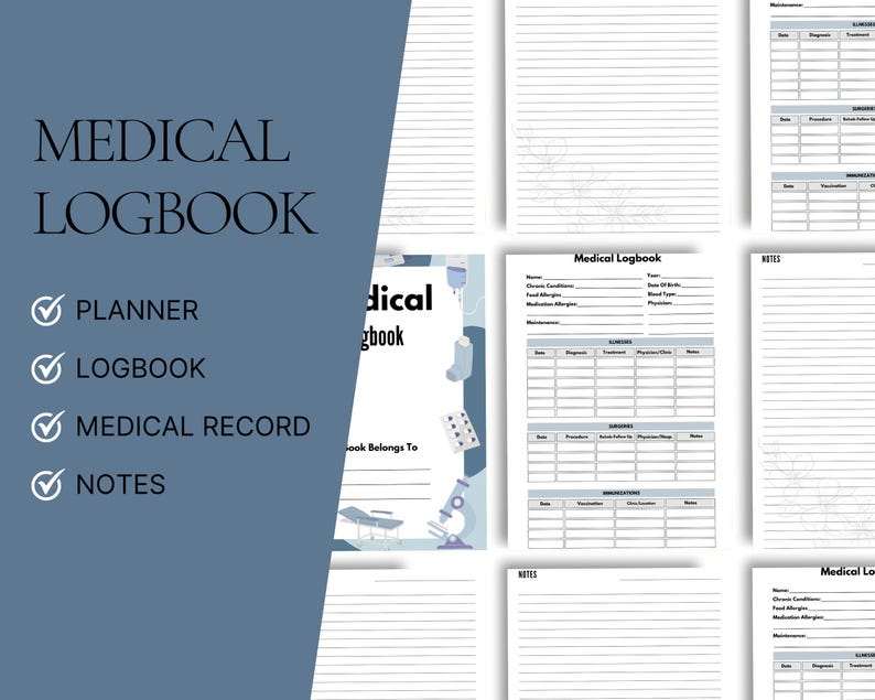 Printable Medical Logbook: Personal Health Tracker (PDF) - Etsy