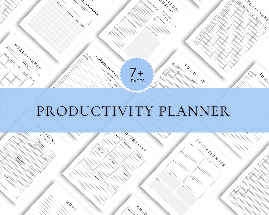 Printable Productivity Planner, Weekly Goal Tracker, Task Organizer ...