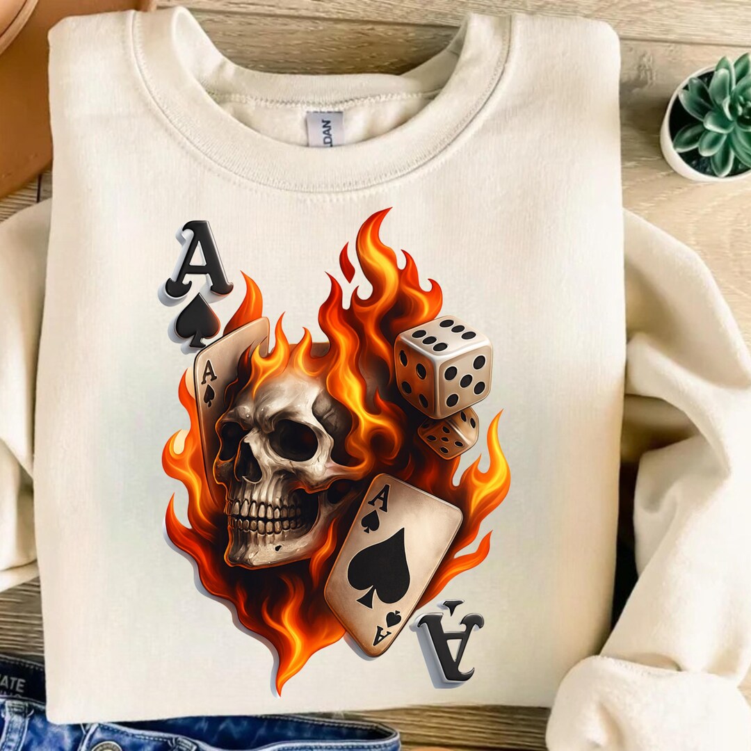 Flaming Skull Poker Cards PNG – Gothic Fire Spade Design (digital ...