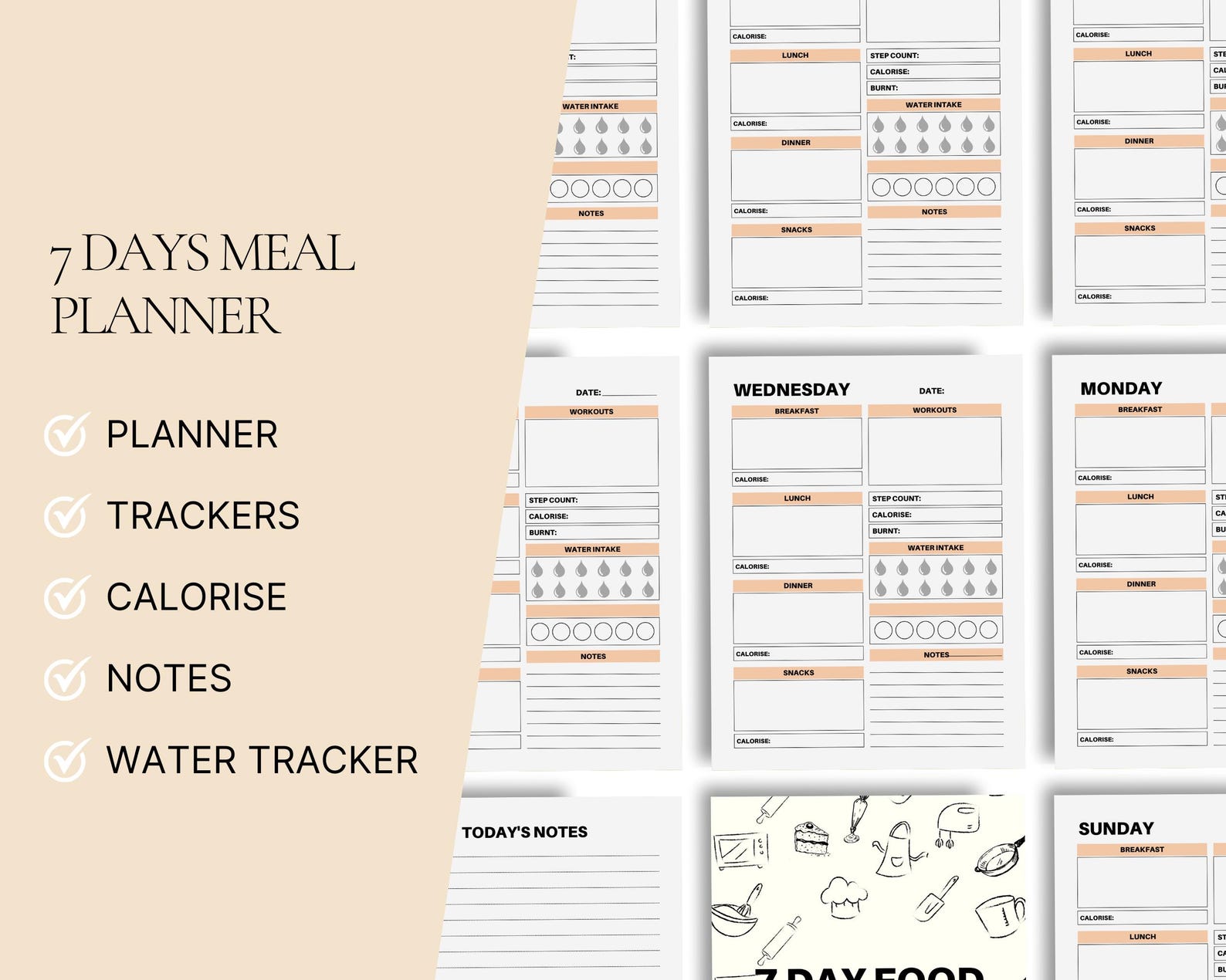 7-day Food Diary: Printable Weekly Meal & Nutrition Tracker (digital ...