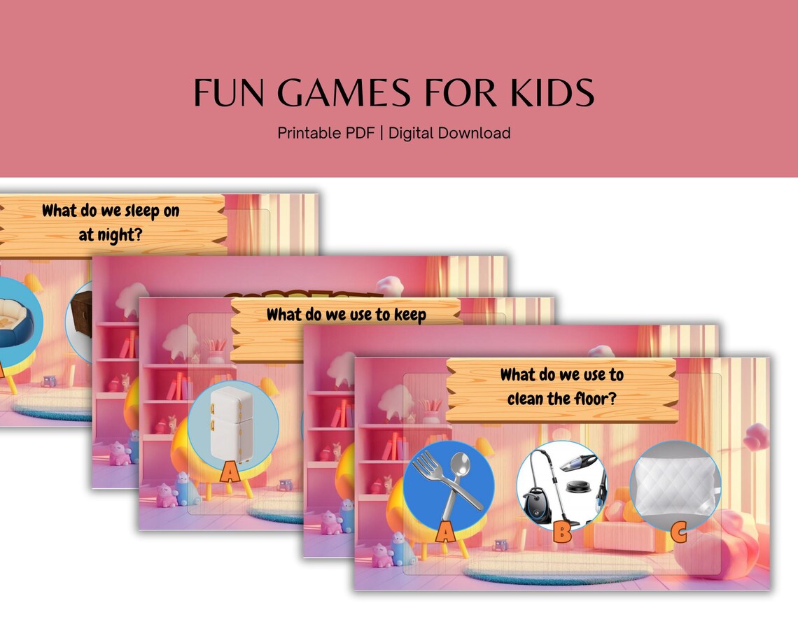 Household Items Game for Kids: Printable Trivia & Puzzles (digital ...