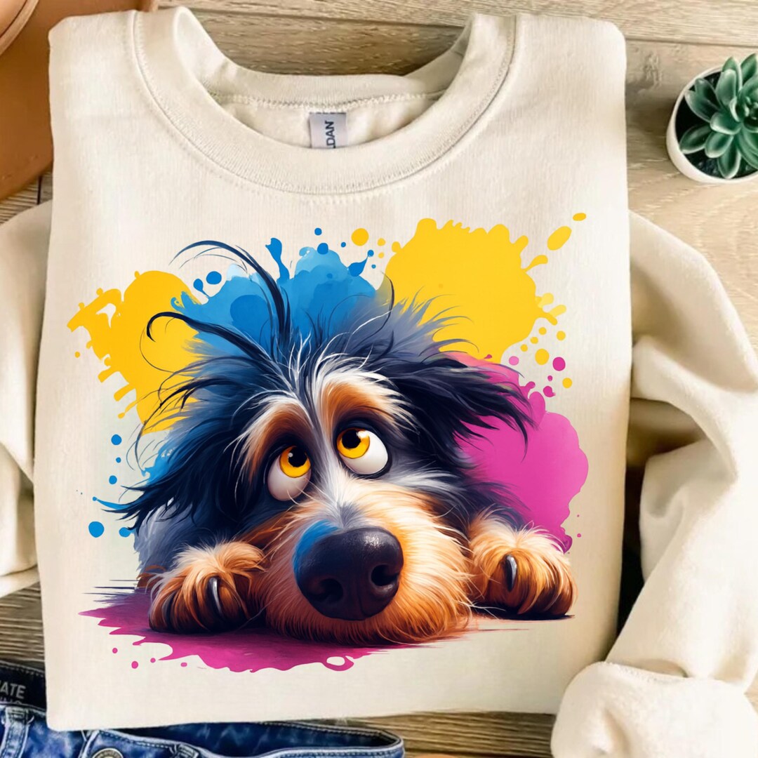 Watercolor Puppy PNG: Color Splash Dog Art for POD Apparel (digital ...