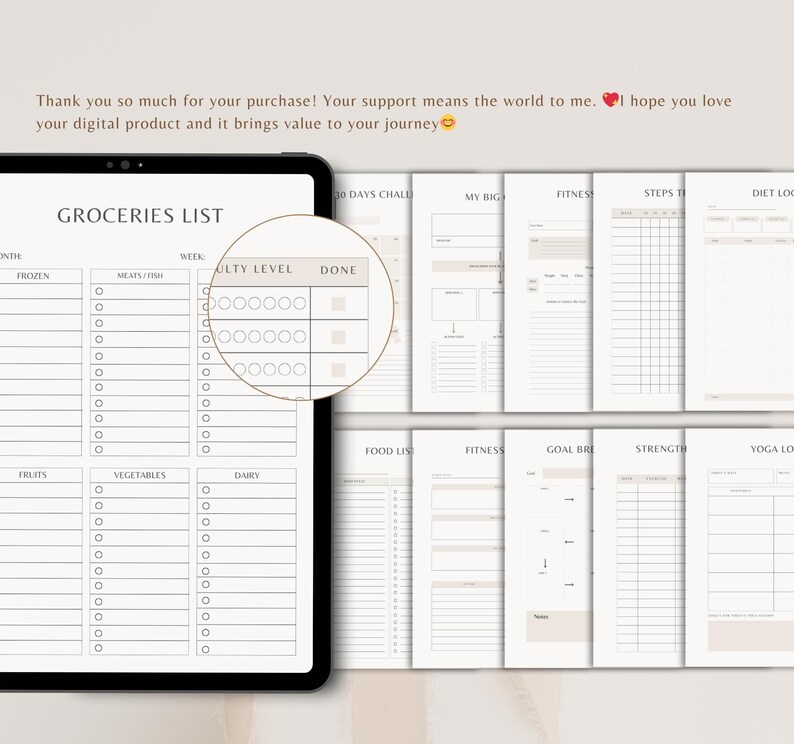 Digital Fitness Planner With Workout & Meal Tracker | Hyperlinked ...