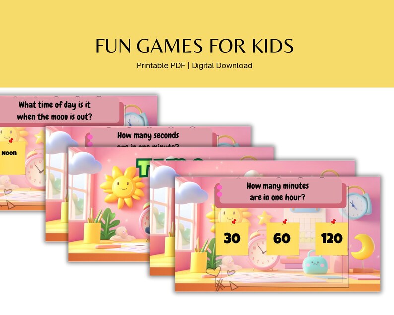 Time Game for Kids, Fun Printable & Digital Learning Activity ...