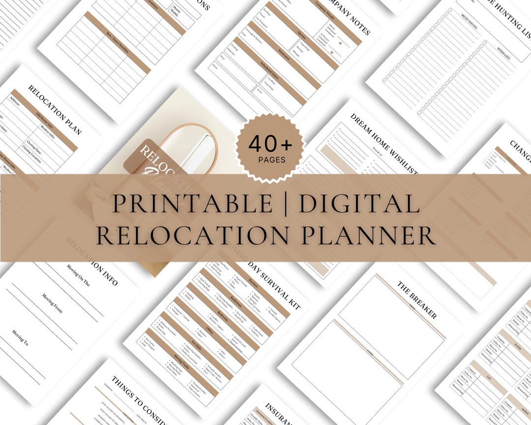 Moving Planner Printable, Relocation Checklist, Home Moving Organizer ...