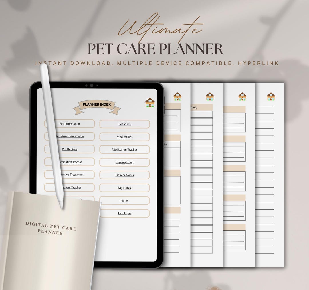 Digital Pet Care Planner | Health and Vet Tracker | Pet Routine and ...