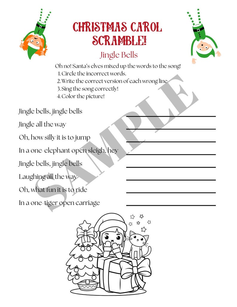 Christmas Carol Scramble Activity - Etsy