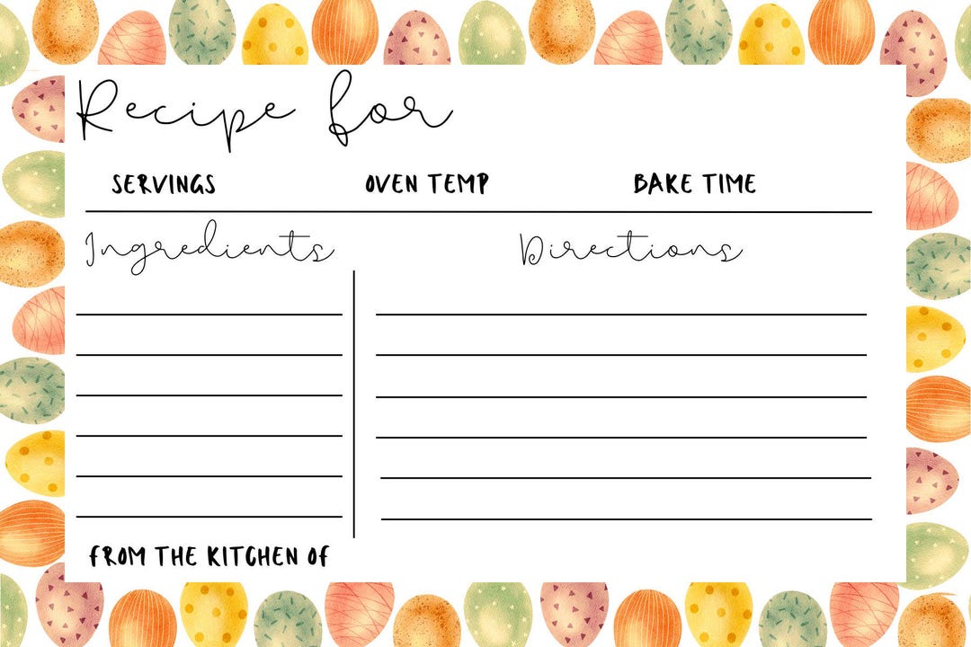 Printable Holiday Recipe Cards, Includes Designs for 10 Major Holidays ...