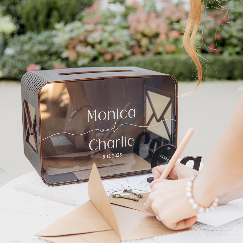 Personalized Wood and Acrylic Card Box for Your Special Occasion, Drop ...