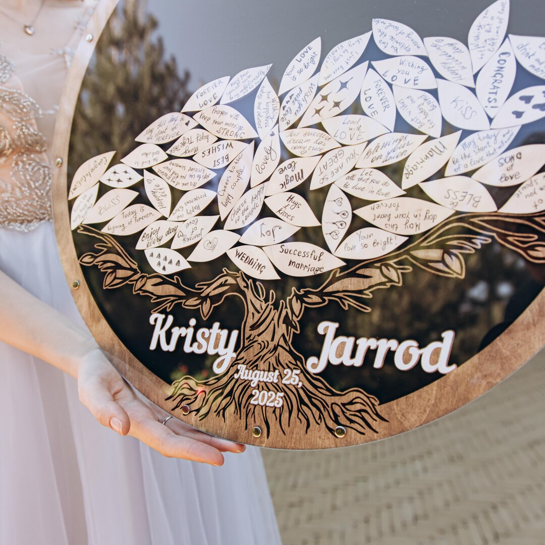 Personalized Circle Wedding Guest Book Alternative, Wishing Tree ...