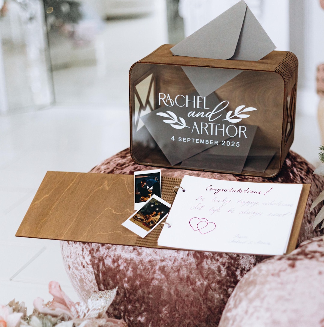 Wedding Envelope Box, Wedding Money Box, Wedding Set, Wood Guest Book ...