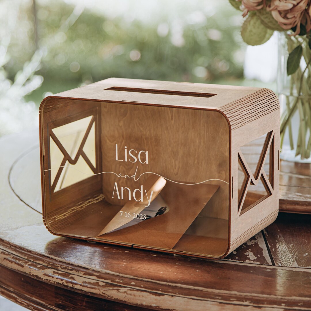 Personalized Wood and Acrylic Card Box for Your Special Occasion, Drop ...