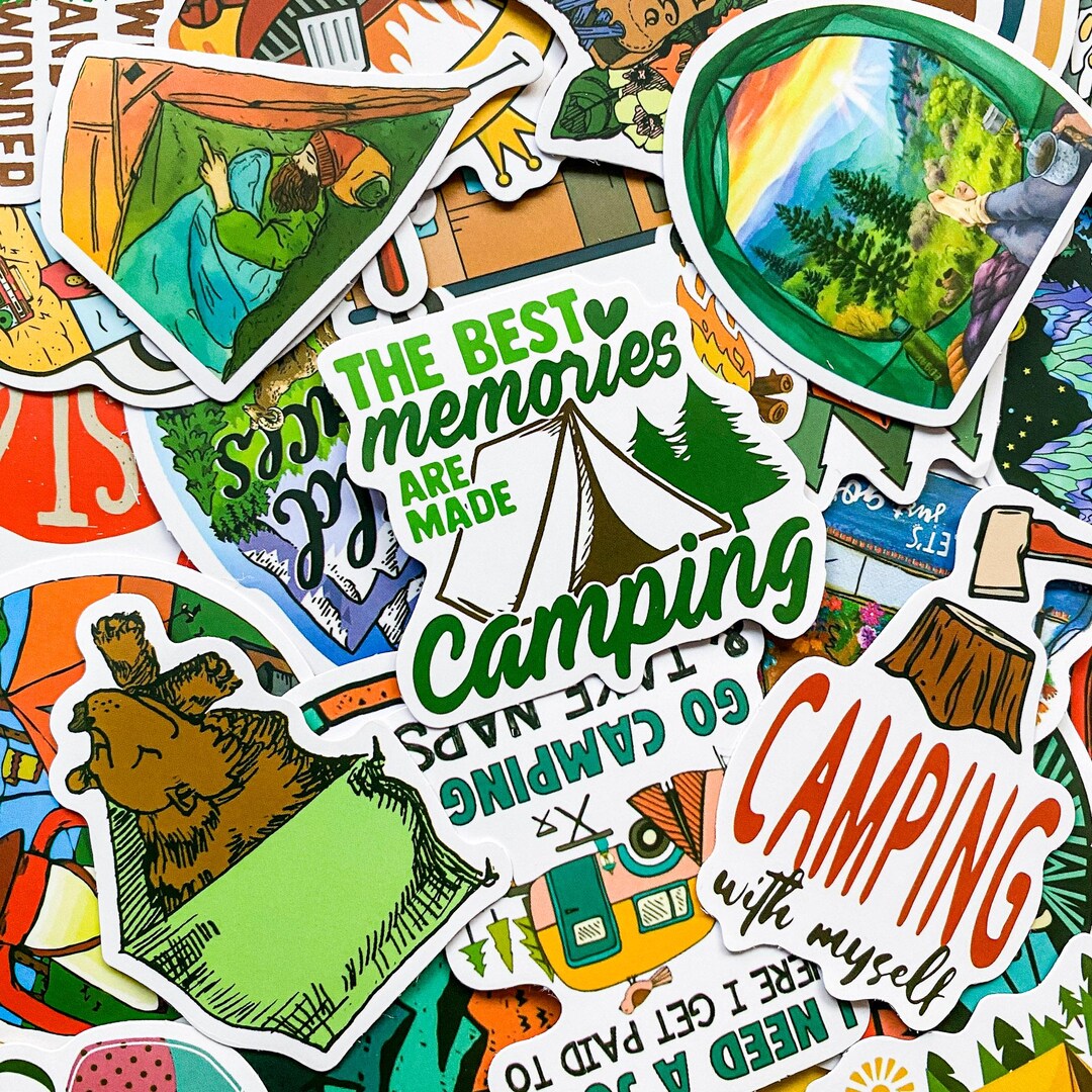 50 Random Camping Stickers, Outdoor Adventure Stickers, Nature Travel ...