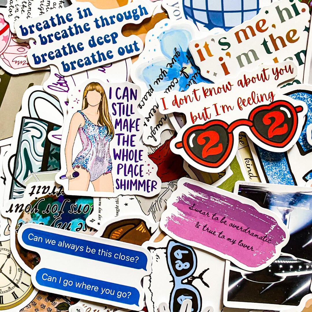 50 Random Taylor Lyrics Stickers, Aesthetic Vinyl Decals, Retro and ...