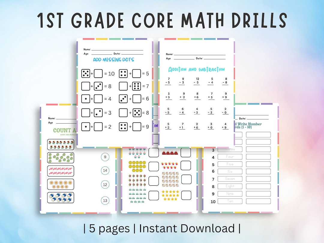 Engaging 1st Grade Math Worksheets for Fun Learning - Etsy