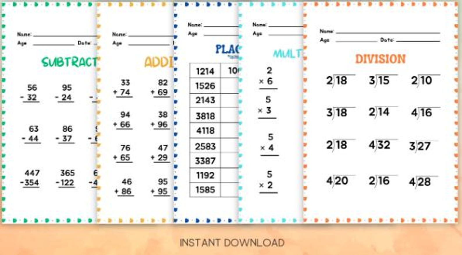 Fun & Engaging 3rd Grade Math Worksheets for Kids - Etsy