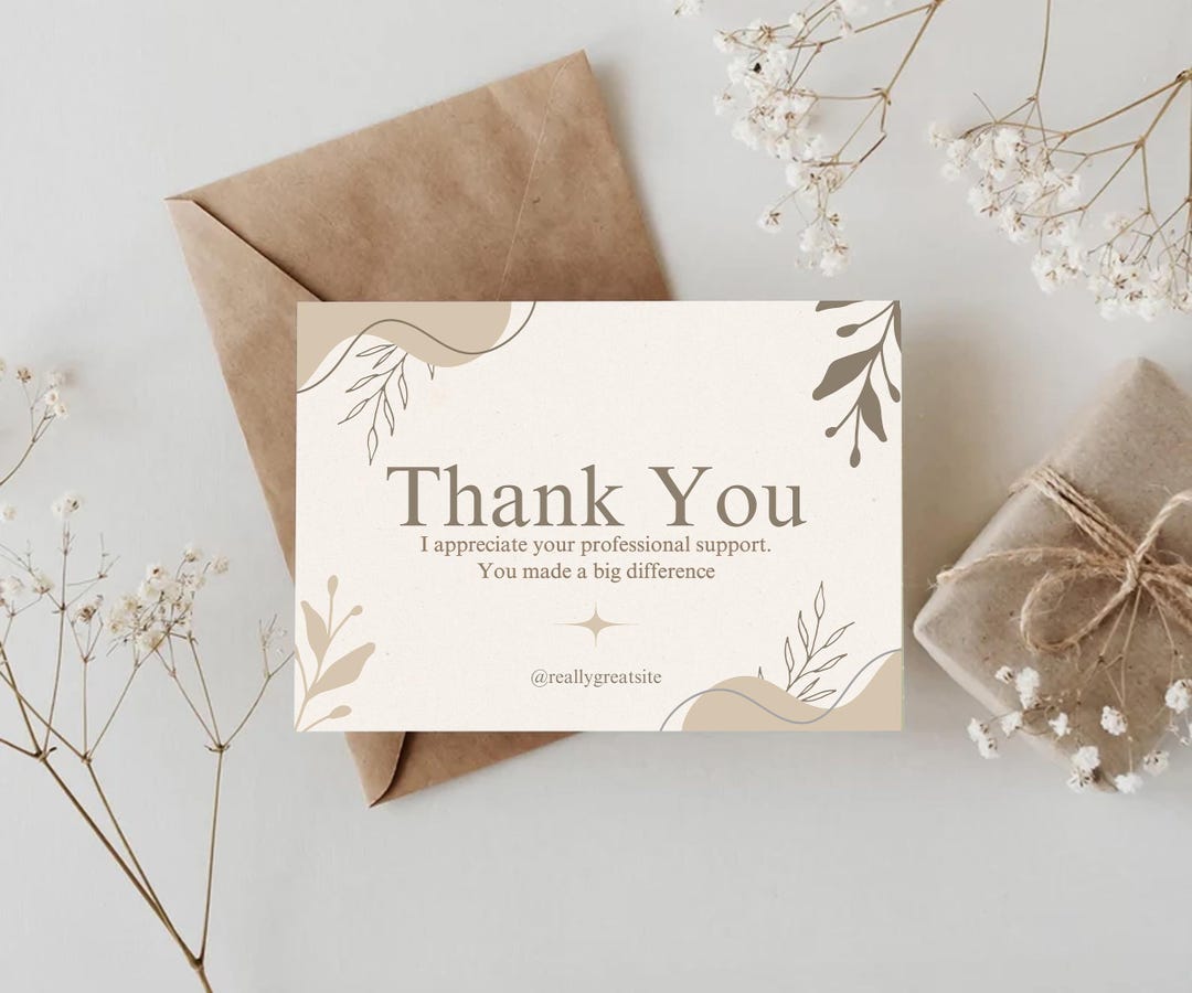Customizable Beige Thank You Card, Perfect for Small Business Branding ...