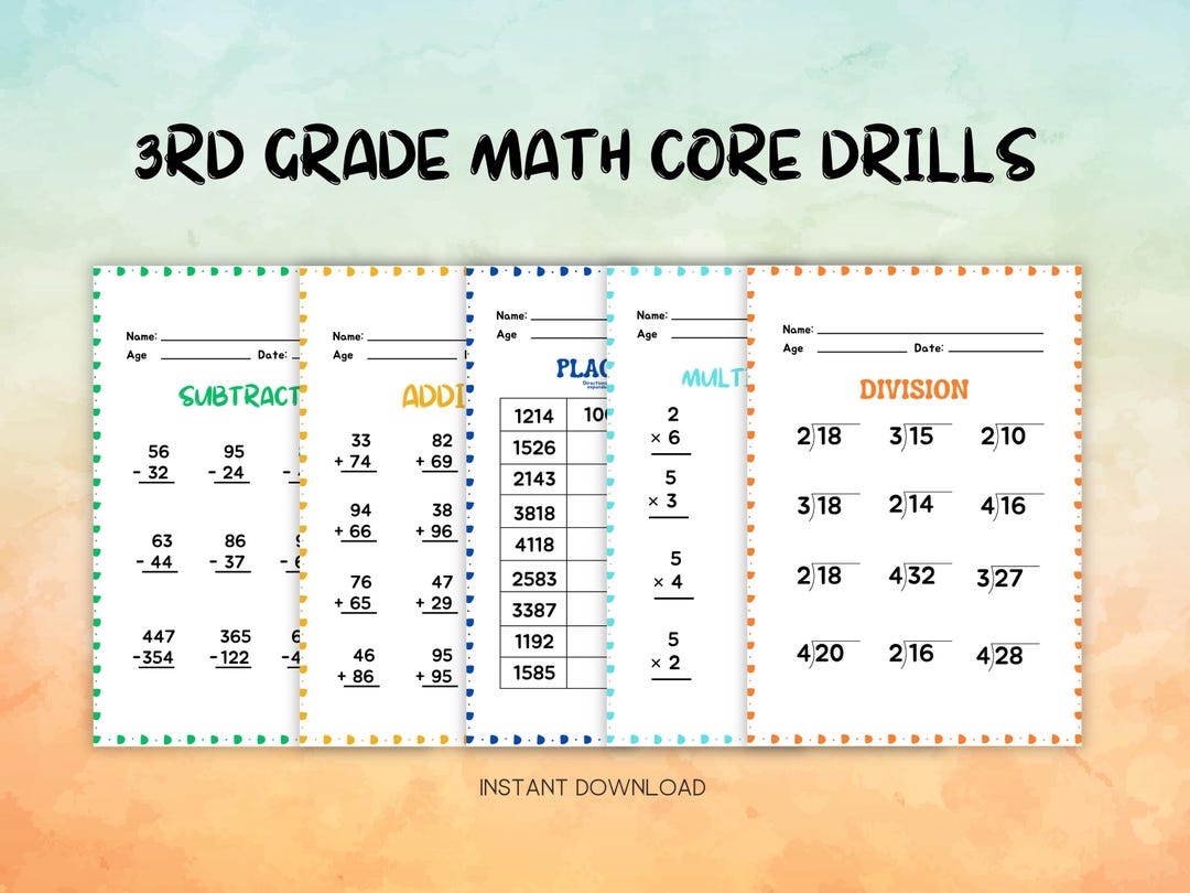Fun & Engaging 3rd Grade Math Worksheets for Kids - Etsy