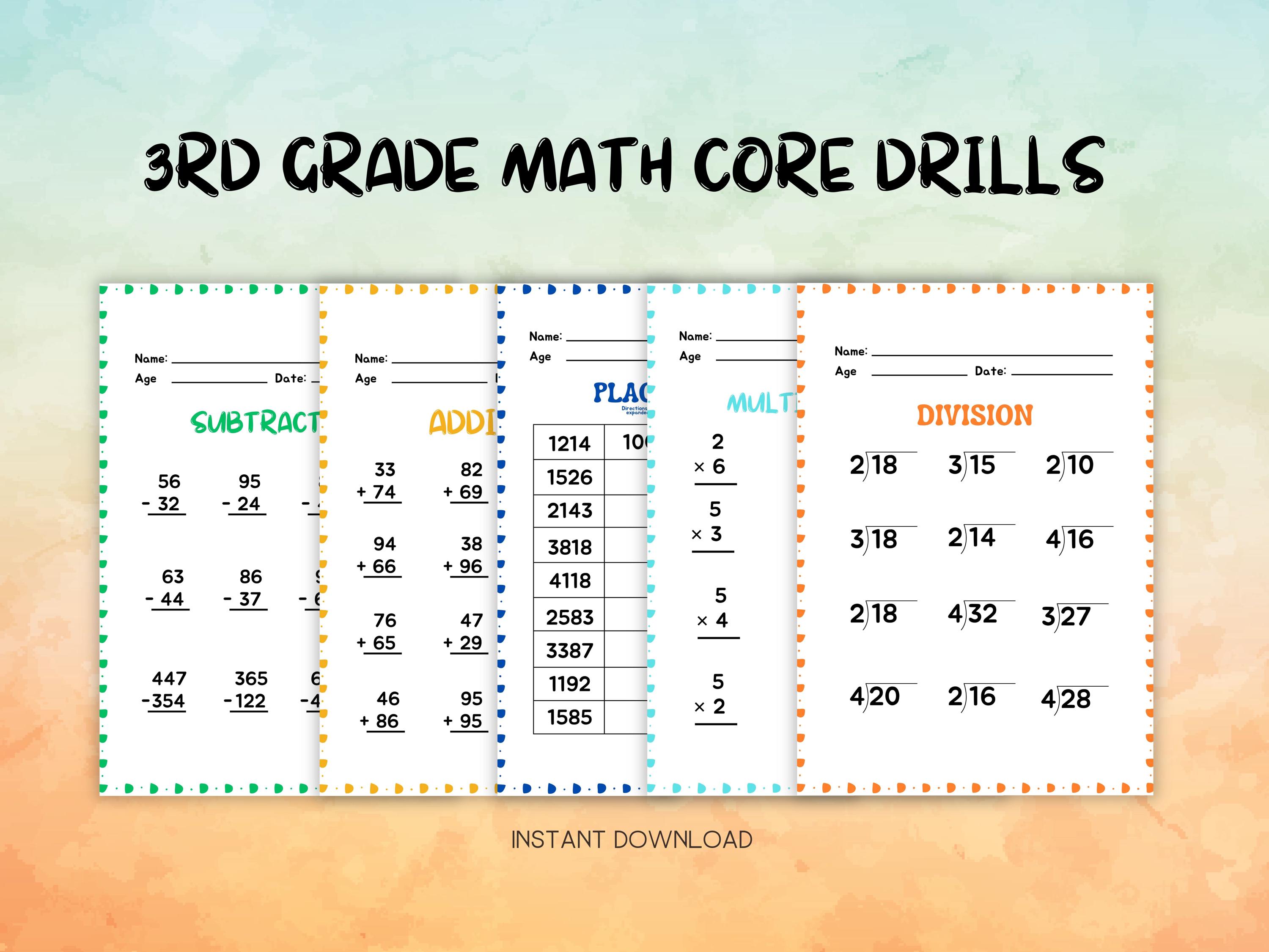 Fun & Engaging 3rd Grade Math Worksheets for Kids - Etsy