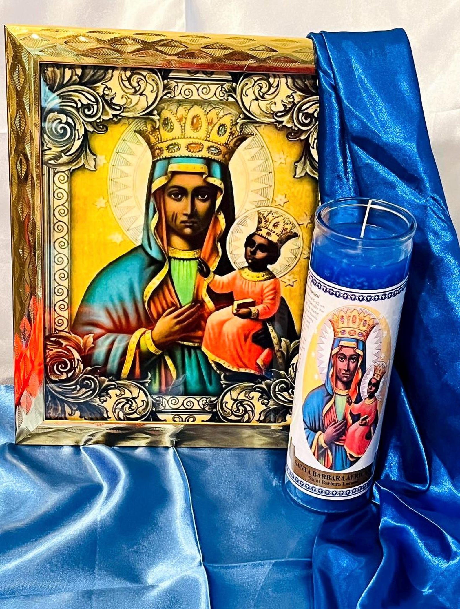 Erzulie Dantor Framed Image , Blessing Candle and Spiritual Scarf - Etsy