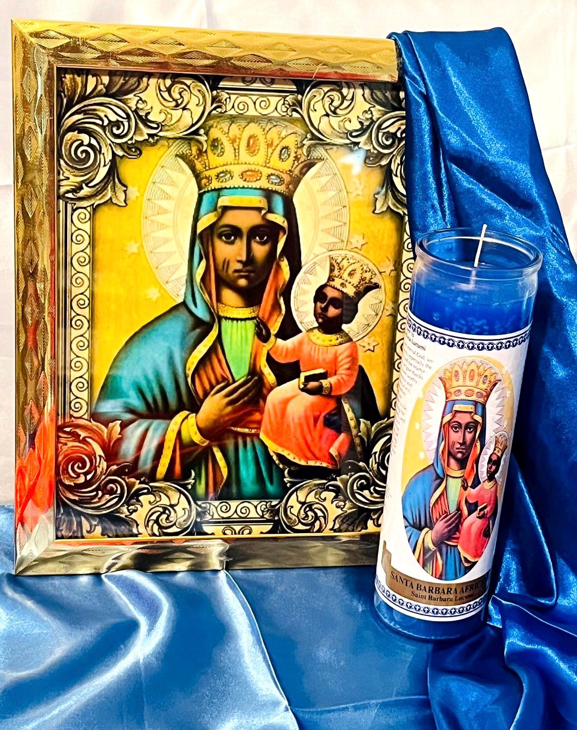 Erzulie Dantor Framed Image , Blessing Candle and Spiritual Scarf - Etsy