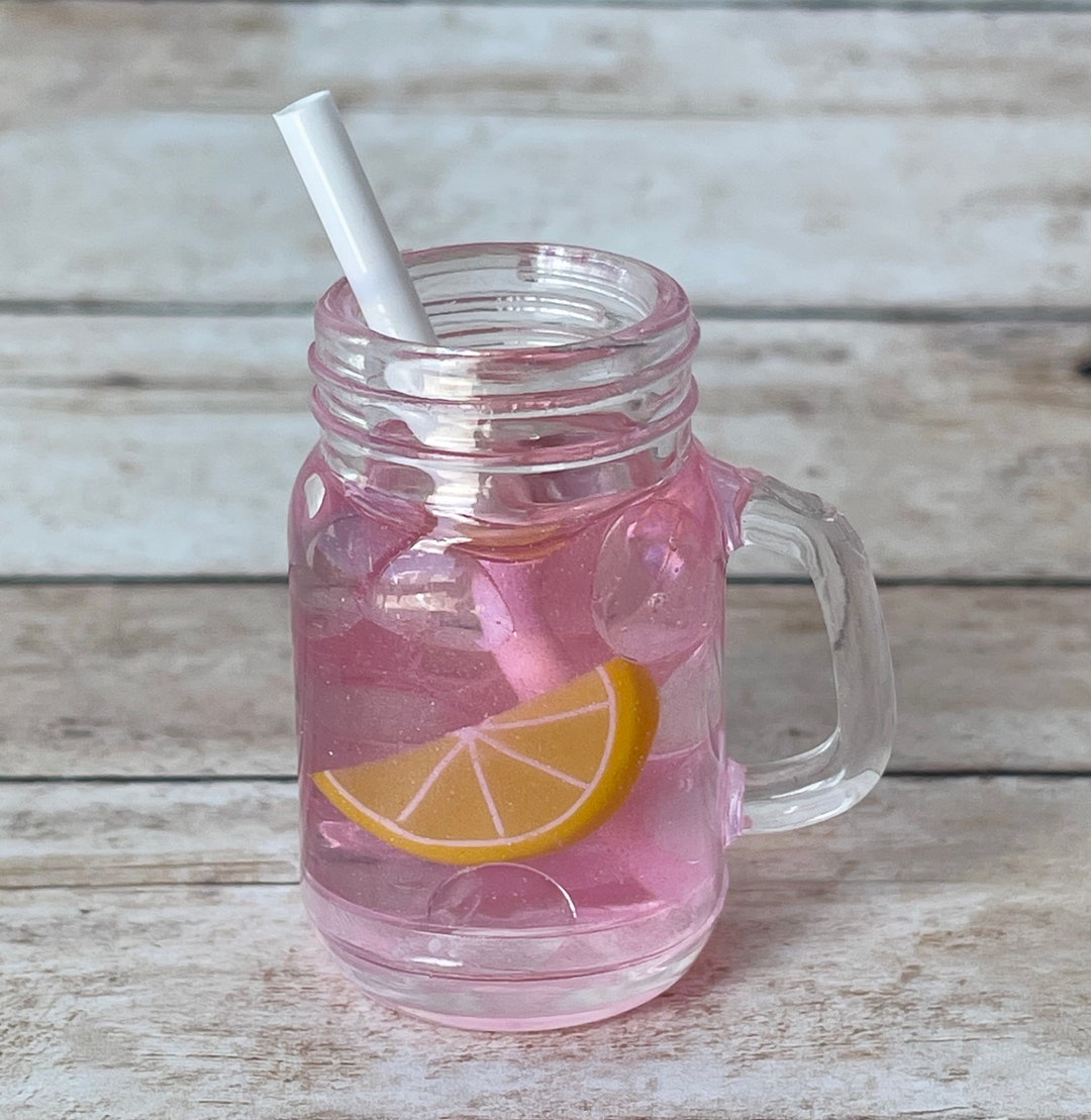 Pink Lemonade With Lemon Slice in Mason Jar Mug for Smart Doll ...