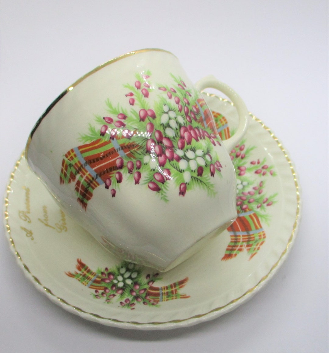 Scottish Heather Teacup: Plex St Pottery Staffordshire Bone China ...