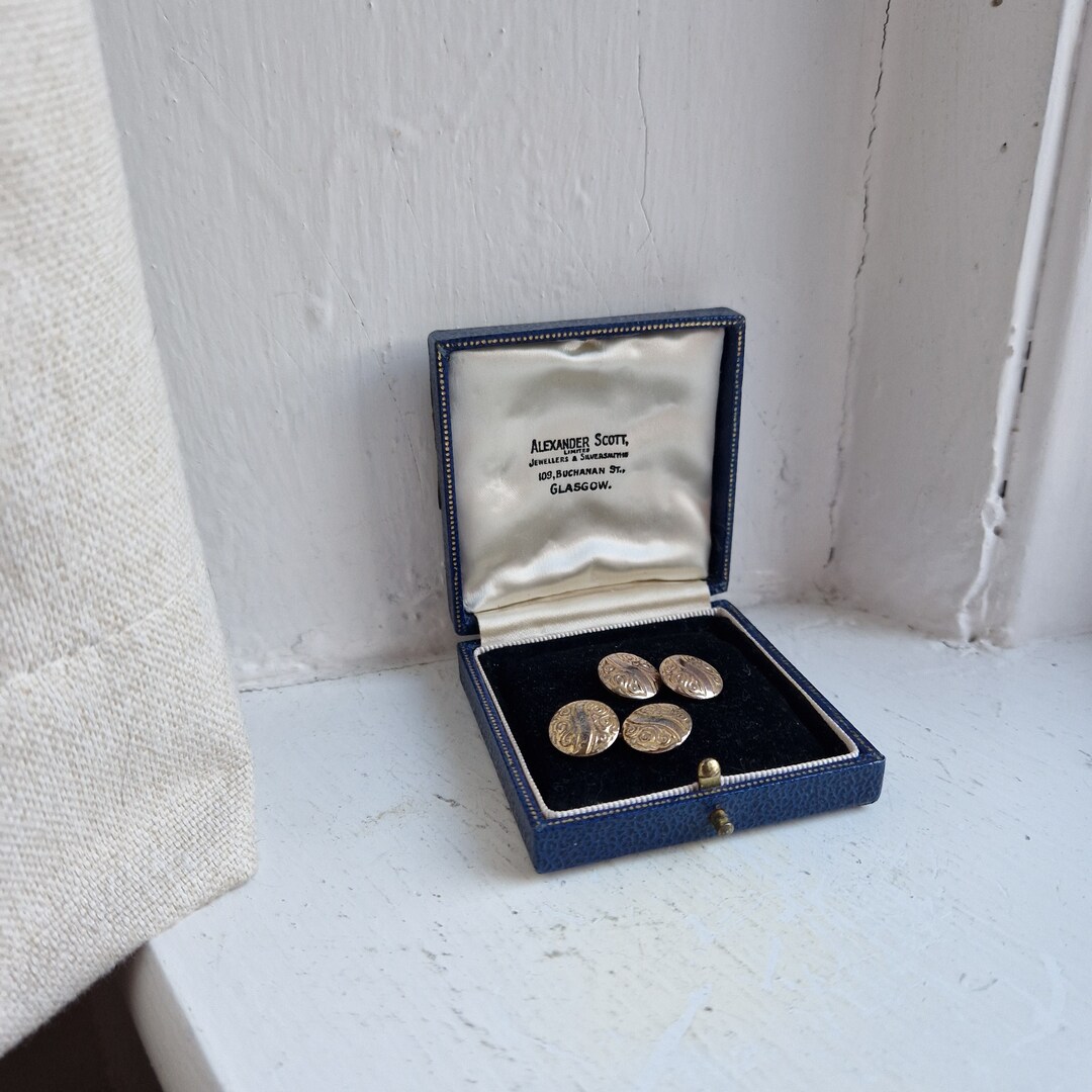 Textured Gold Cufflinks: Cool Yellow Gold Plated Textured Round Men's ...