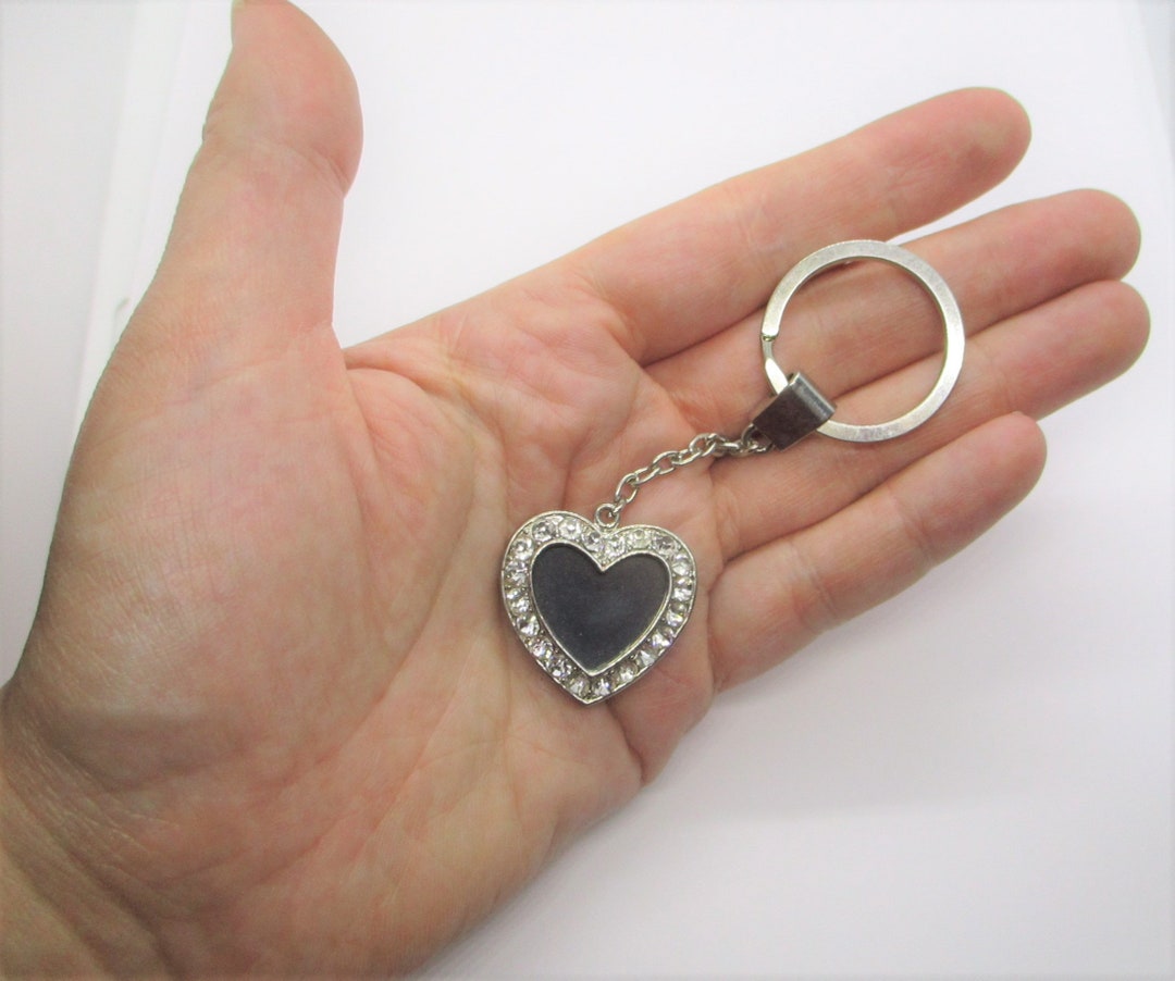Rhinestone Heart Keyring: Amazing Vintage Silver Tone and Brilliant Cut ...