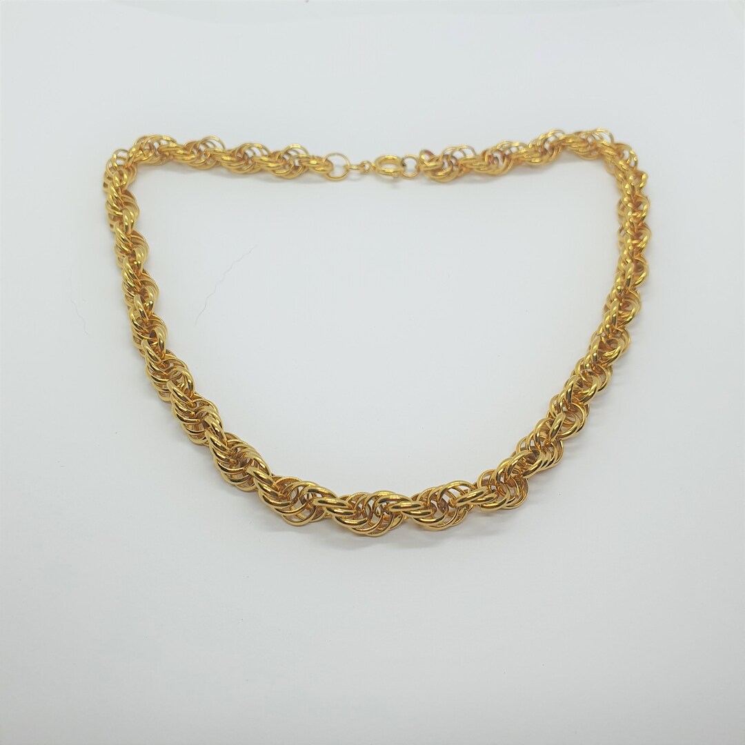 Gold Twist Chain: Thick Rich Yellow Gold Plated Chunky Twisted String ...