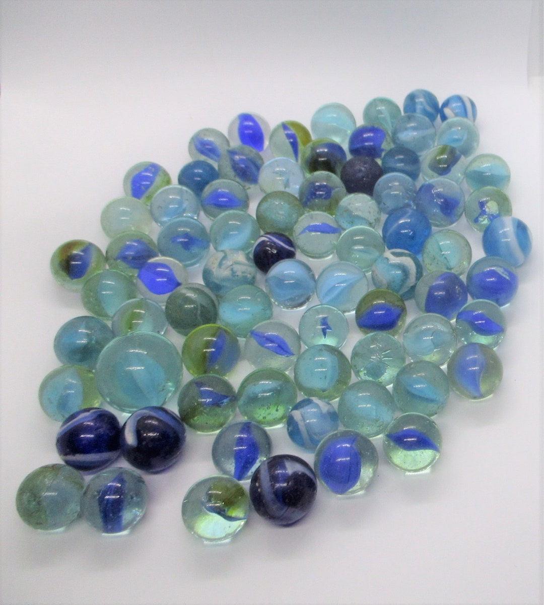 Vintage Glass Marbles: BLUE Job Lot Destash Instant Collection of 75 ...
