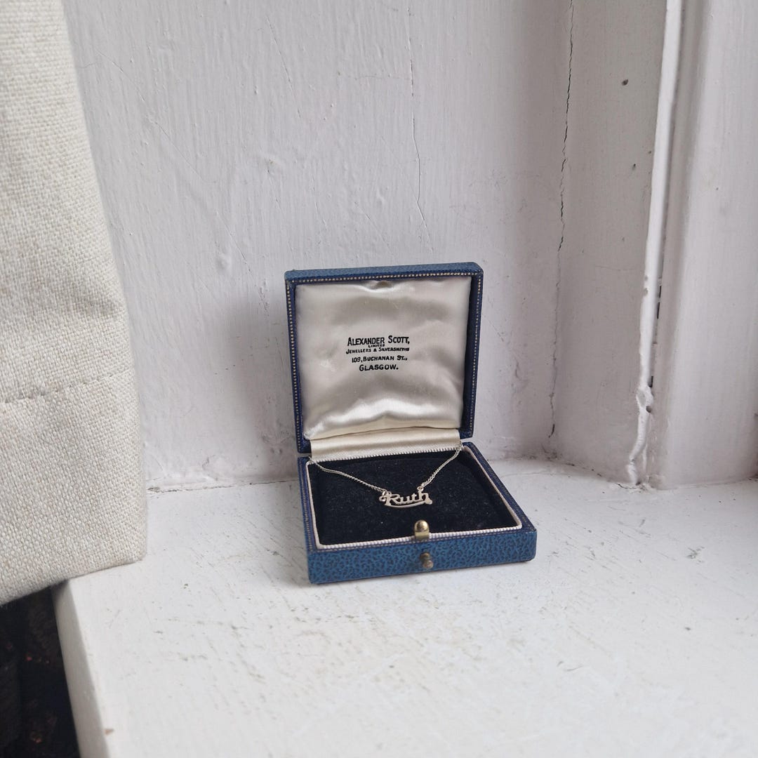 Ruth Name Pendant: Lovely Serif Font Cursive Ruth Hallmarked Sterling ...