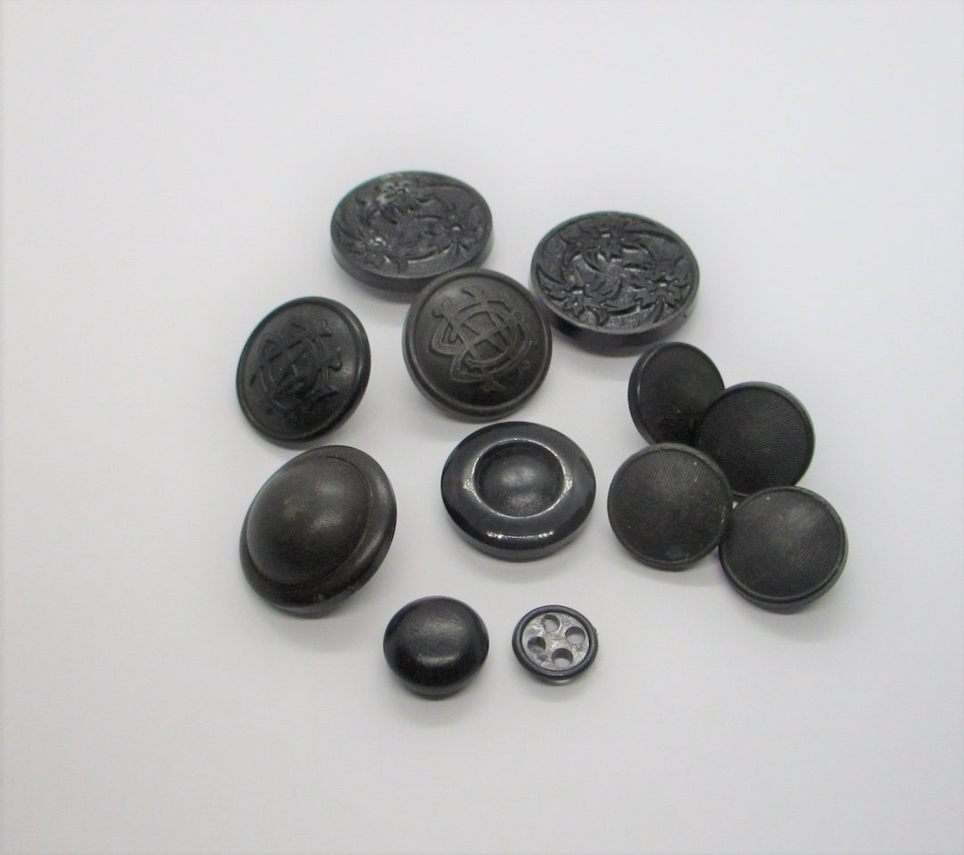 Black Buttons Destash: Instant Collection Destash of 12 Vintage Early ...