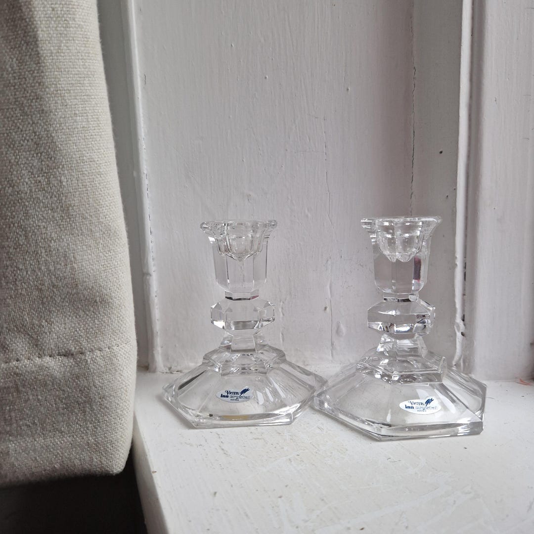 Viennese Crystal Candlesticks: Lovely Clear Cut Crystal Candlesticks ...
