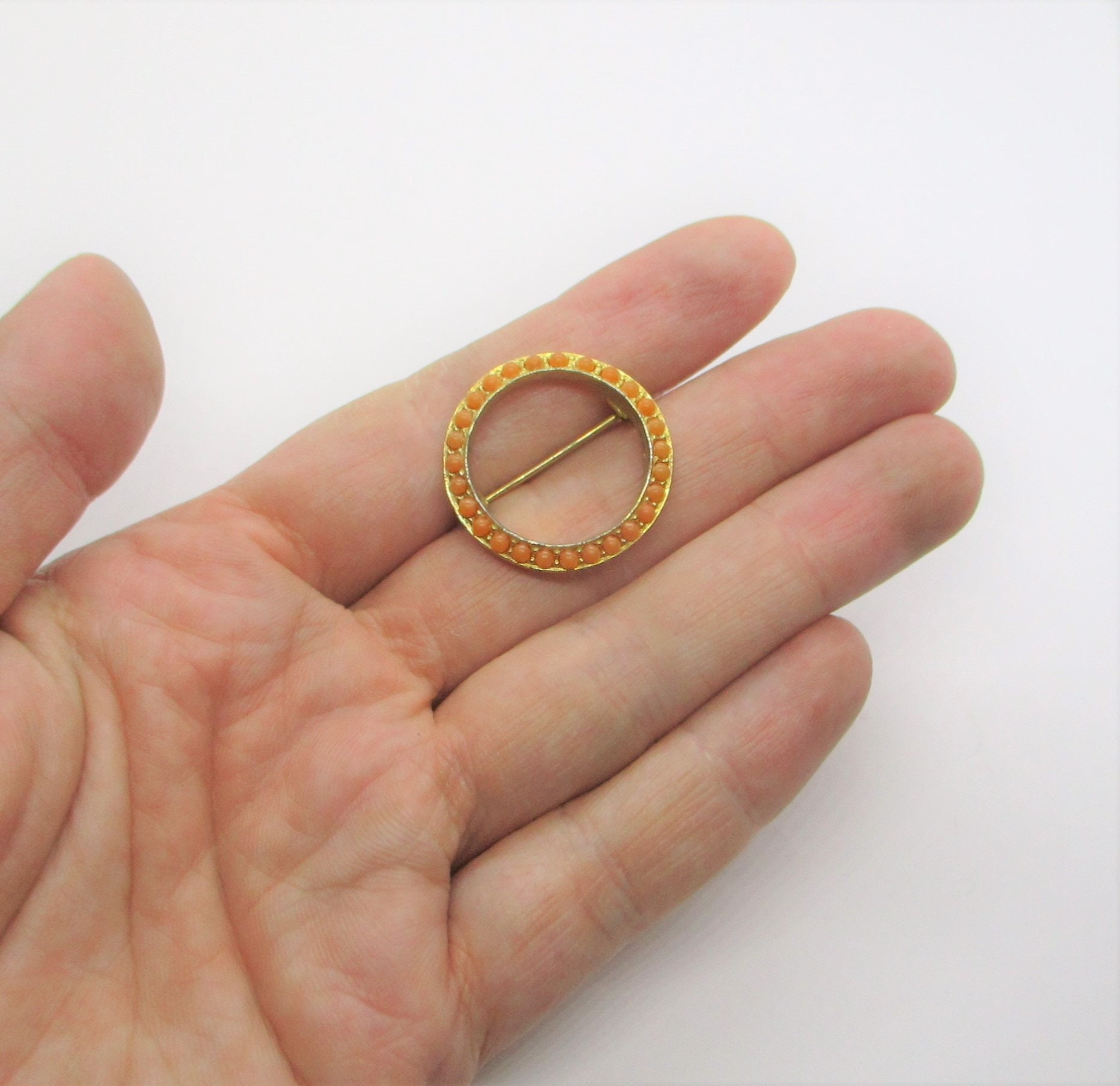 Peach Hoop Pin: Elegant Delicate 1960s Full Circle Peach - Etsy