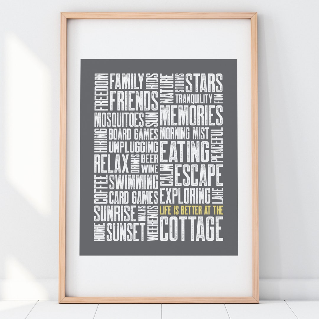 Cottage Word Art Print: Modern Typography, Lake House Decor (8x10) - Etsy