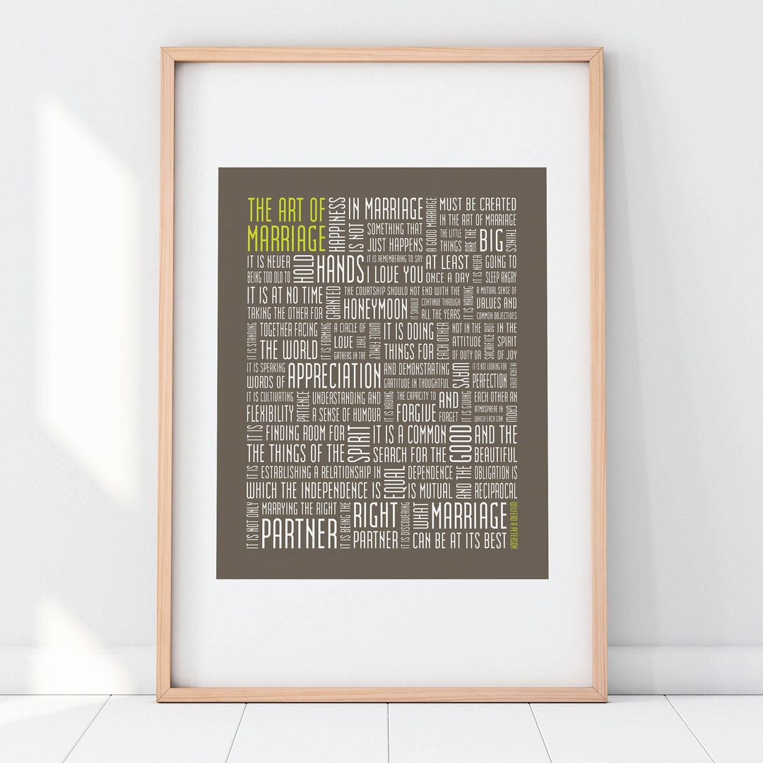 The Art of Marriage Typography Print 8x10 Word Art Wedding Love ...