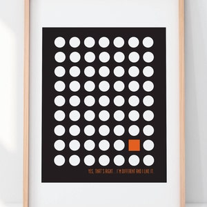 Typography Art Print Different and I Like It Orange Black White Word ...
